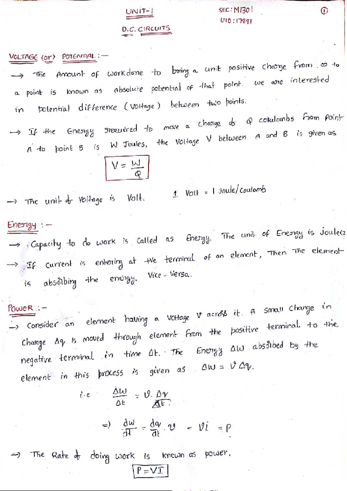 Unit1:-DC CIRCUITS - Electronics and Communication - Studocu