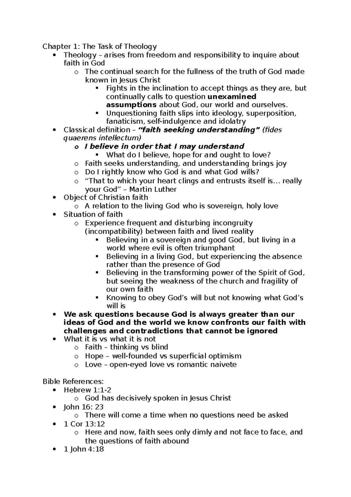 Chapter 1: Faith Seeking Understanding - Theology Notes (THEO 101 ...