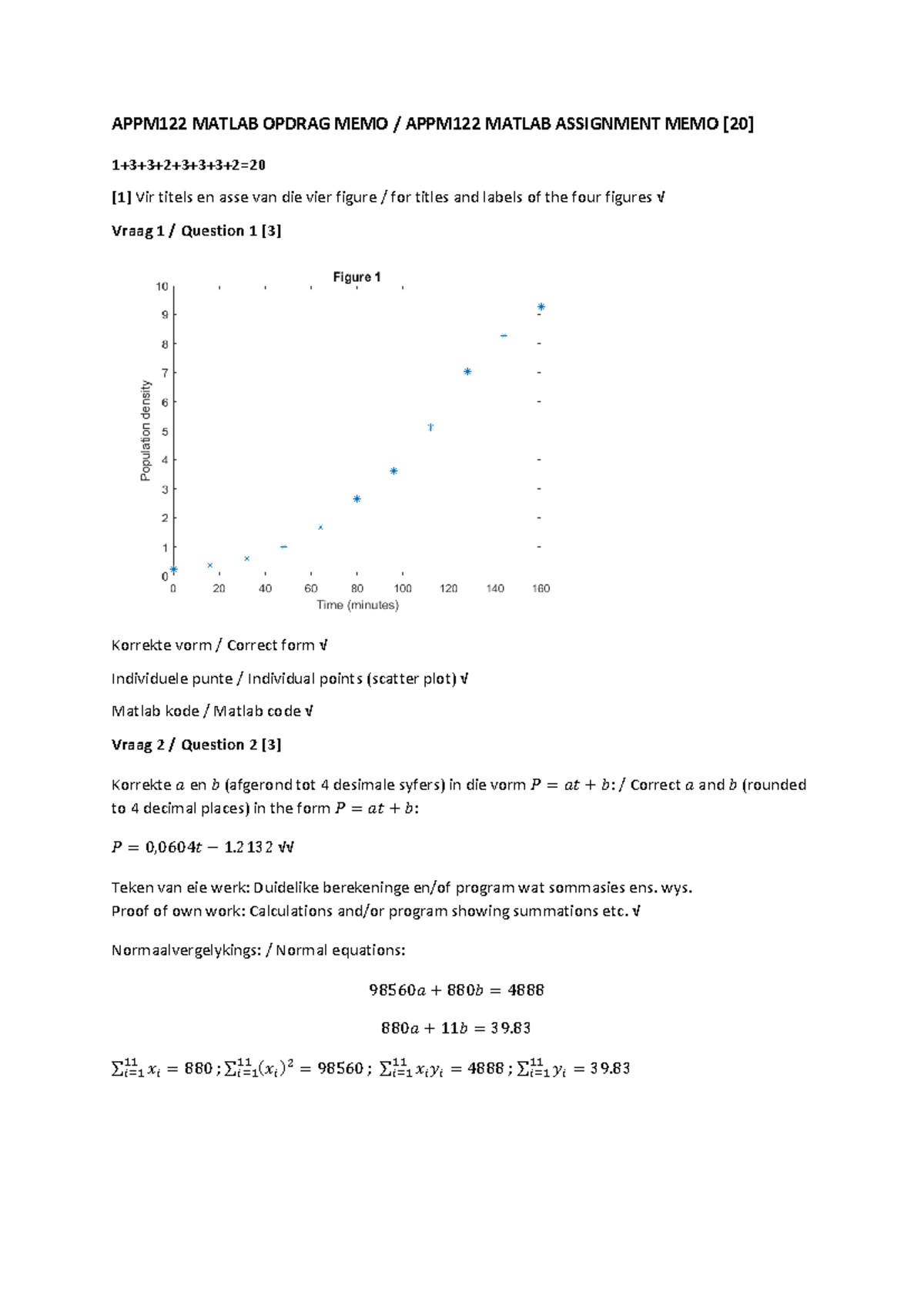 APPM122 MATLAB Assignment Memo: Figures and Calculations - Studocu