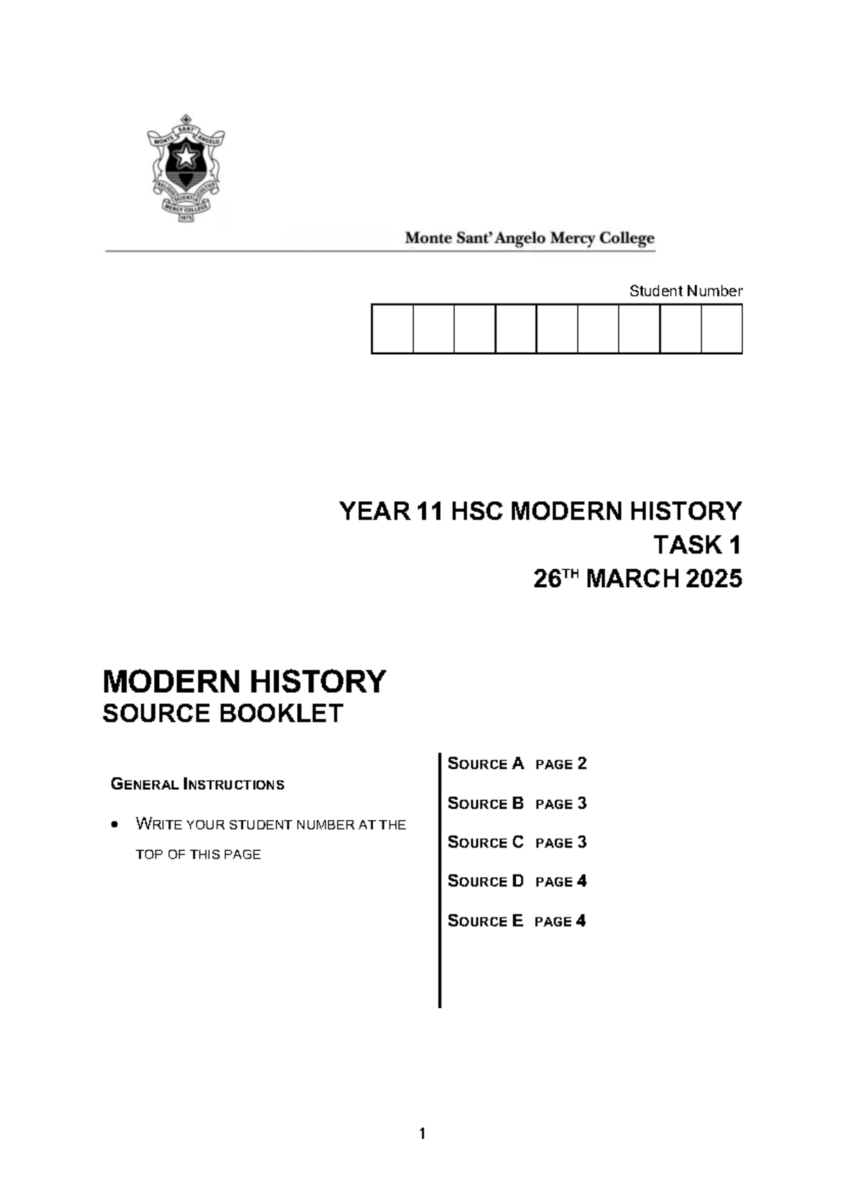 Year 11 HSC Modern History Task 1: Source Booklet Analysis - Studocu