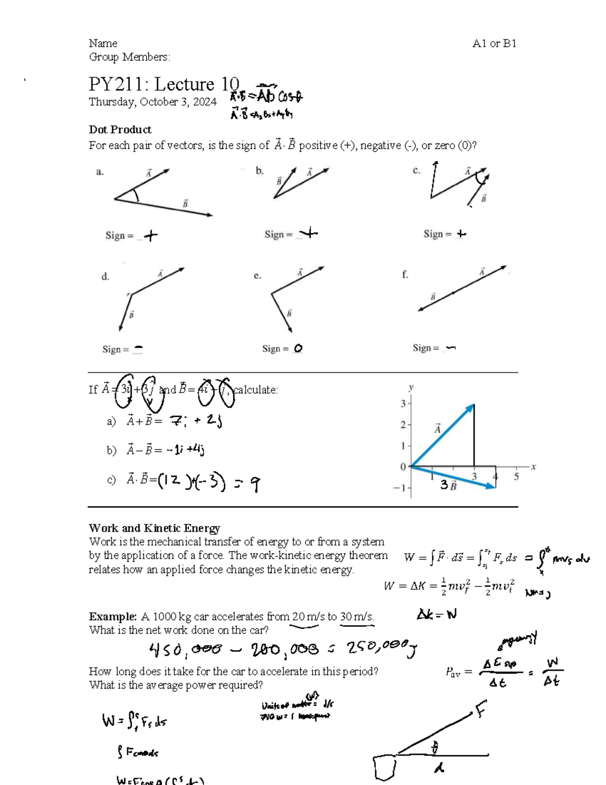 PY211: Lecture 10 Notes on Work and Kinetic Energy - Studocu