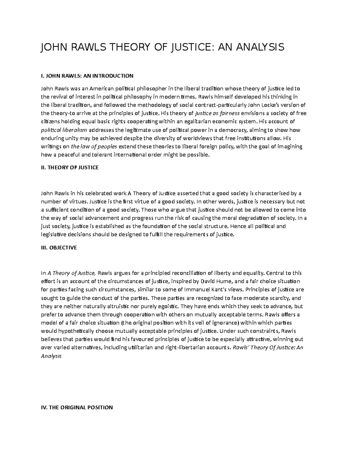 JOHN Rawls Theory OF Justice - JOHN RAWLS THEORY OF JUSTICE: AN ...