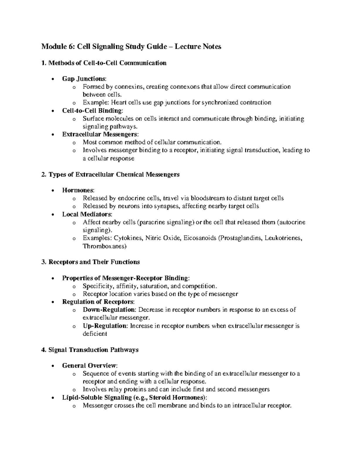 Cell Signaling Study Guide - Module 6 Lecture Notes - Studocu