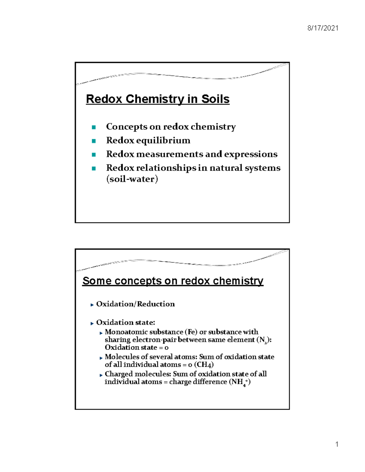 Redox Chemistry in Soils: Concepts and Applications - Studocu
