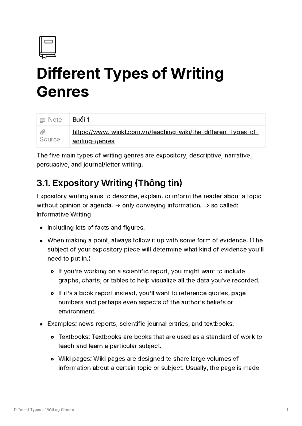 Types of Writing Genres: Expository, Descriptive, Persuasive, and More ...