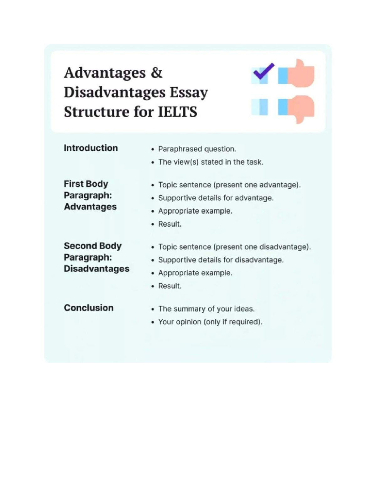Writing structure - Advantages Disadvantages Essay Structure for IELTS Introduction Paraphrased ...