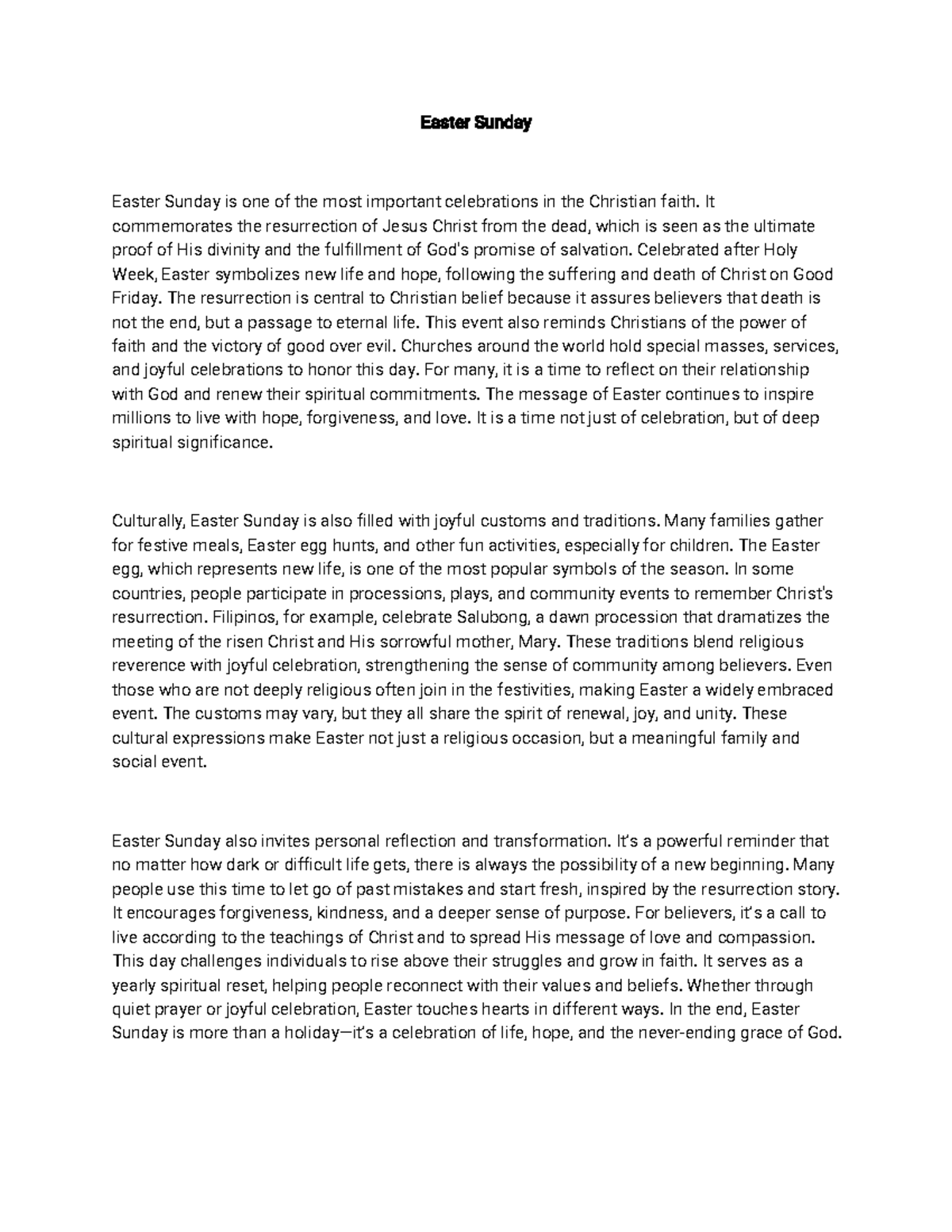 Easter Sunday Essay: Celebrating Resurrection and Renewal in Faith ...