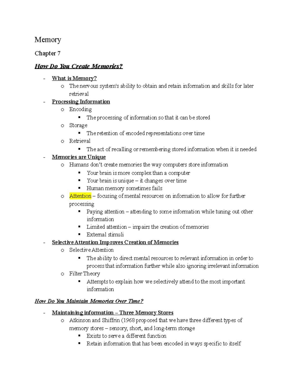 Memory Function, Processes, and Storage: Key Concepts and Theories ...