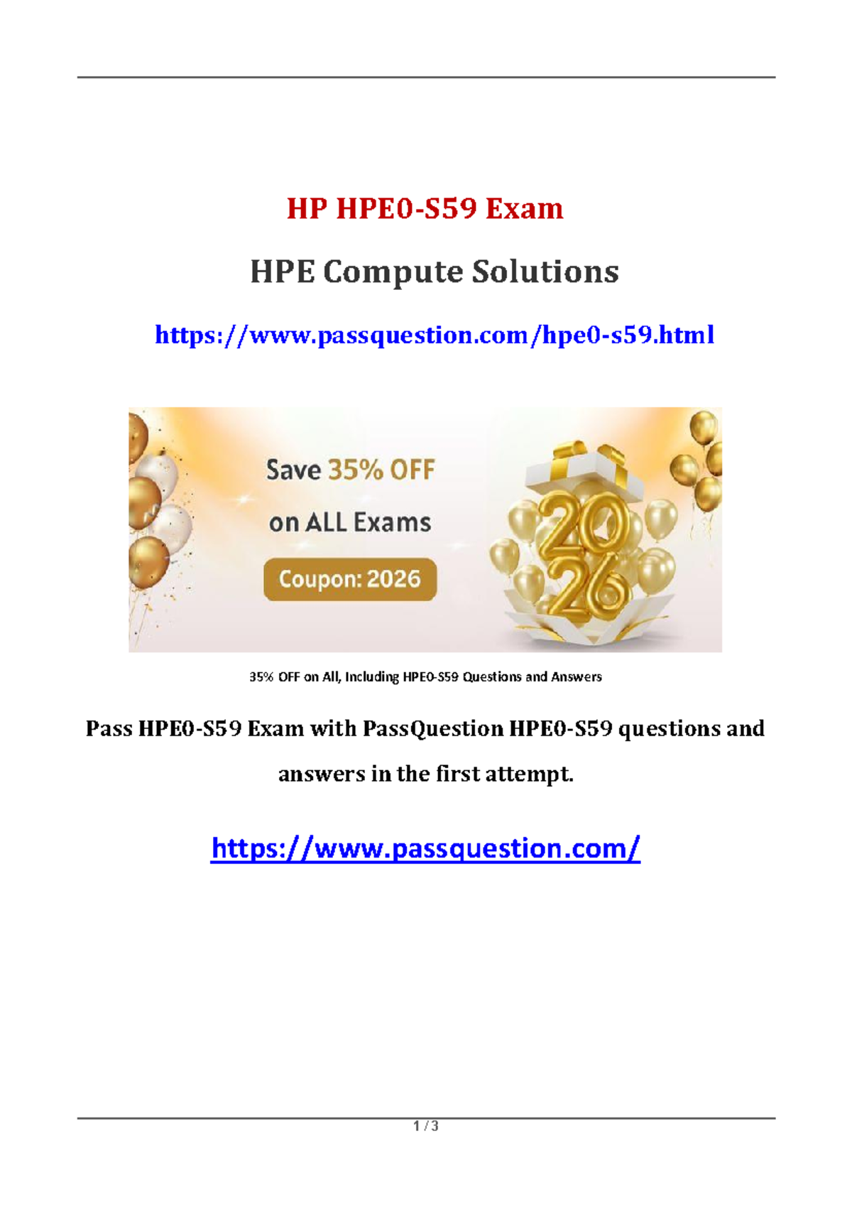 Updated HPE0-S59 Final Exam Questions & Answers for HPE Compute ...