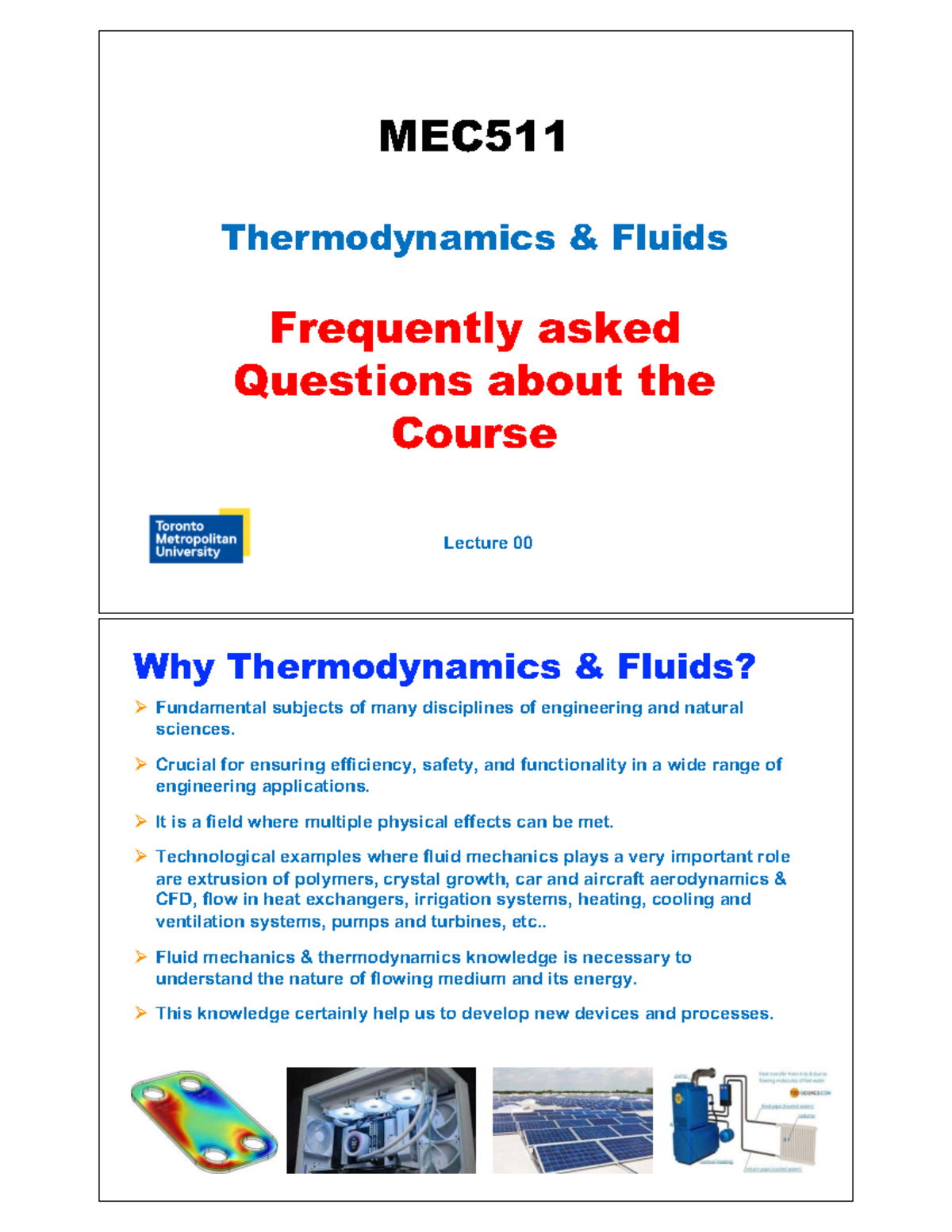 MEC511 Thermodynamics Fluids Lecture 00: FAQs and Course Info - Studocu