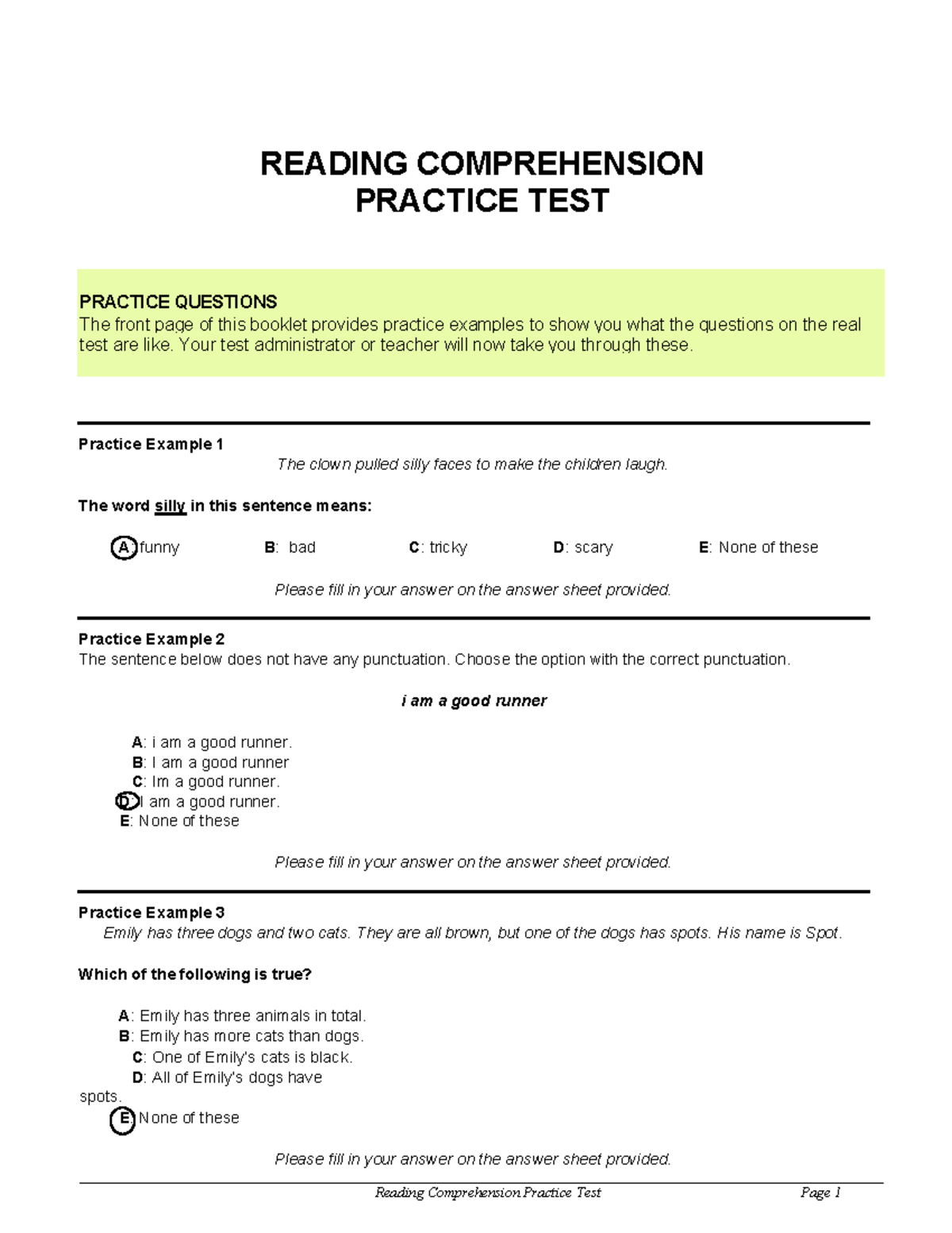 Reading Comprehension Practice Test Questions (Exam Prep) - Studocu