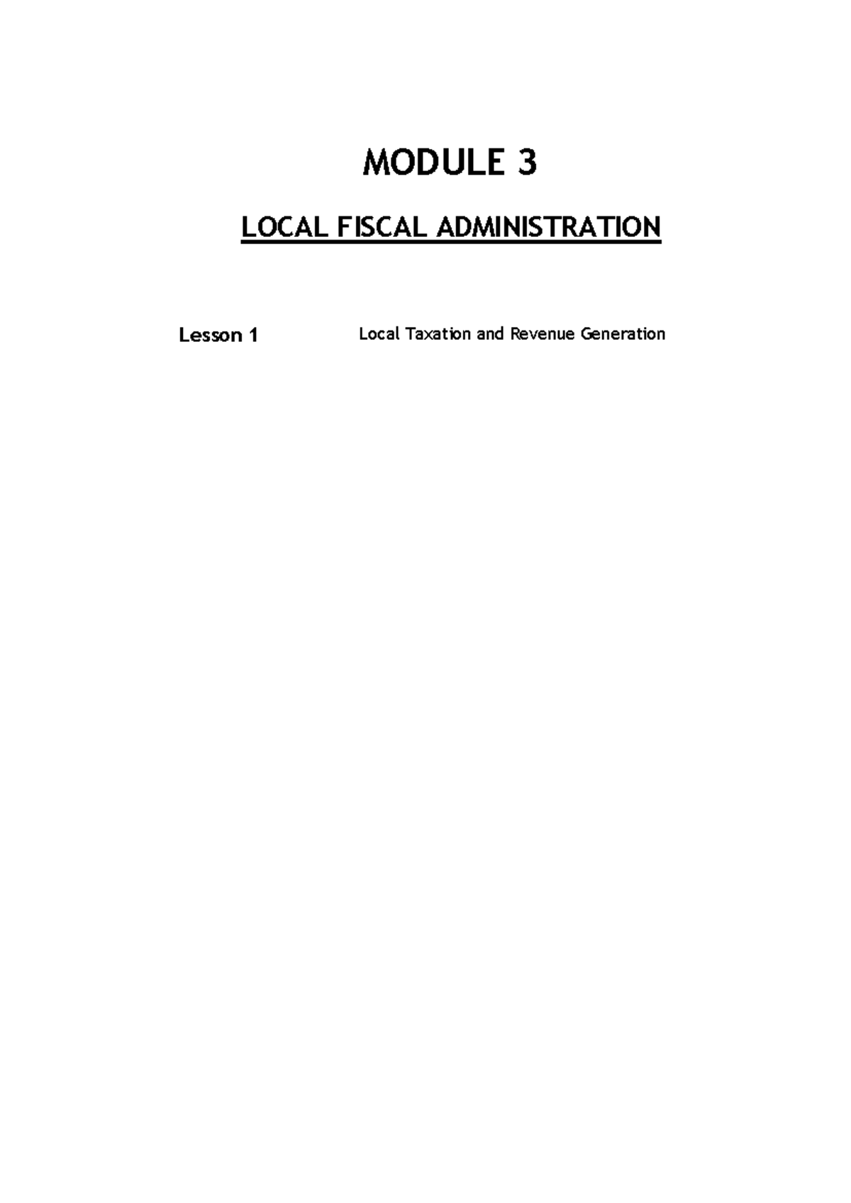 Module-3 - LOCAL FISCAL ADMINISTRATION - LOCAL FISCAL ADMINISTRATION ...