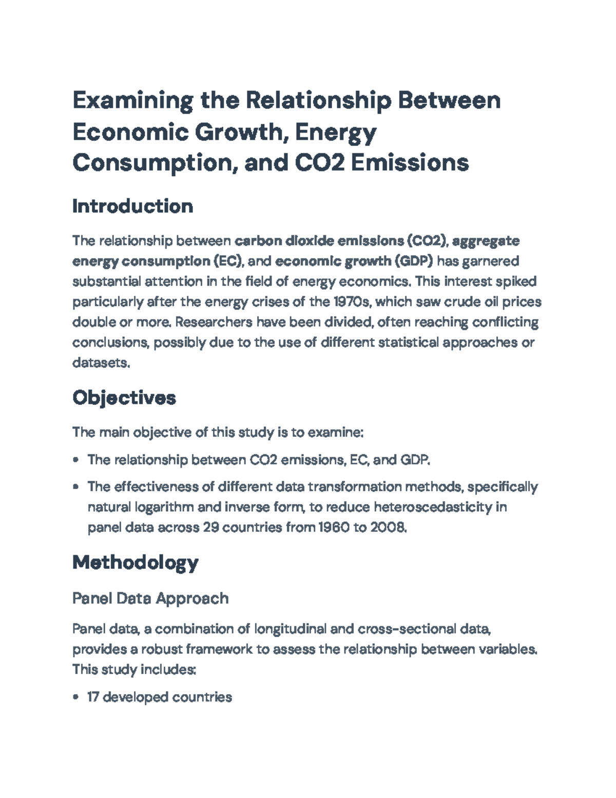 Examining the Nexus of Economic Growth, Energy Consumption, and CO2 ...