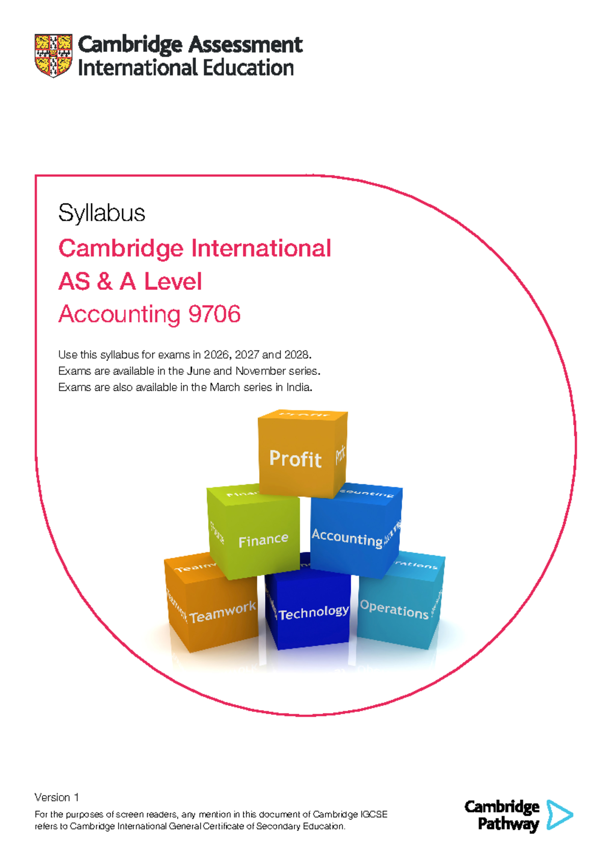 Cambridge International AS & A Level Accounting 9706 Syllabus (2026 ...