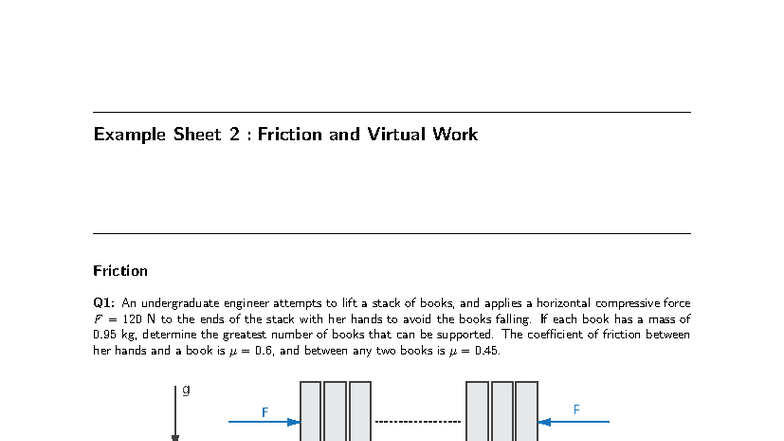 CADE10003 - Eng Sci A - Mechanics: Friction & Virtual Work Example ...