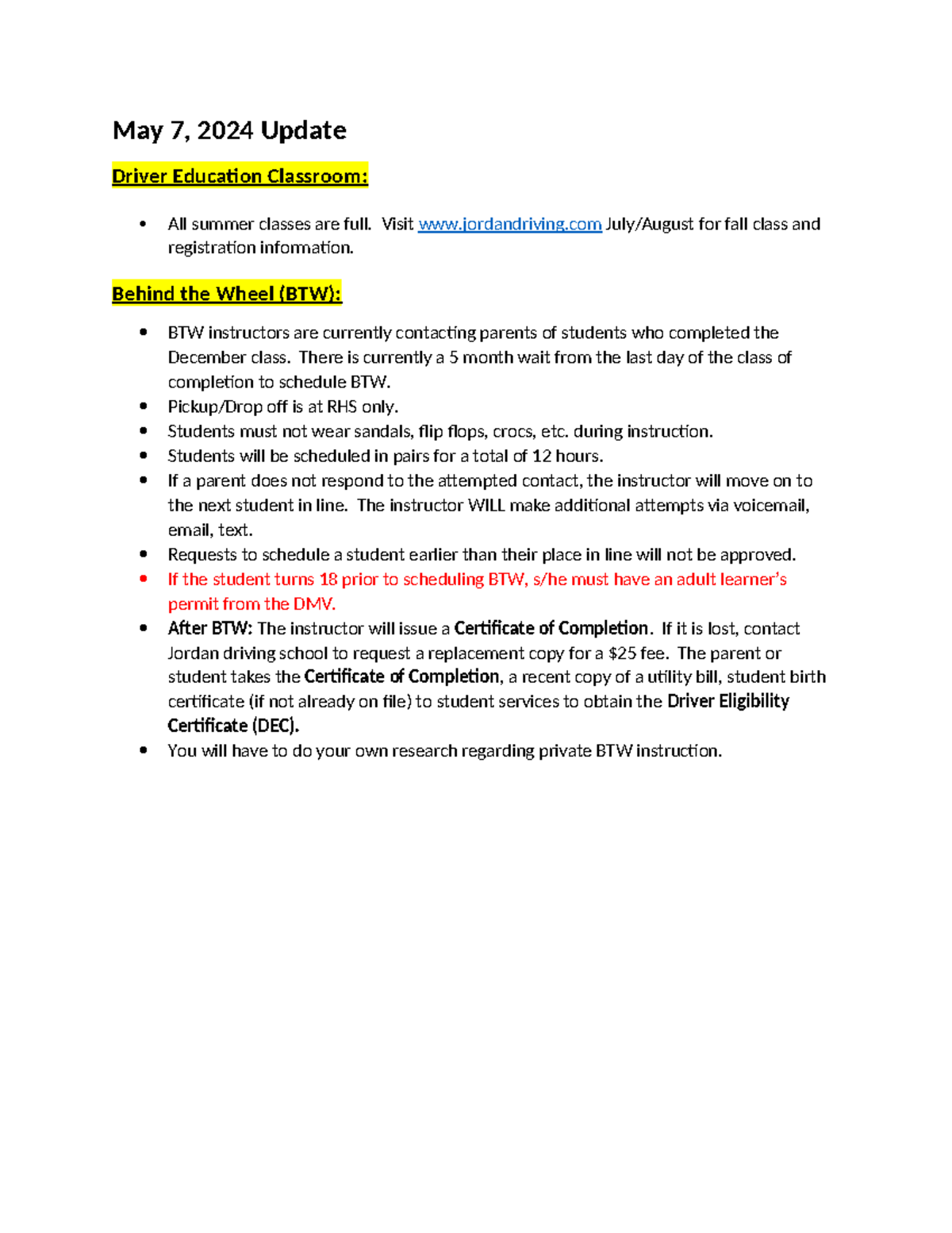 Driver Ed Notes for 9th Grade (Classroom & Behind the Wheel) - Studocu