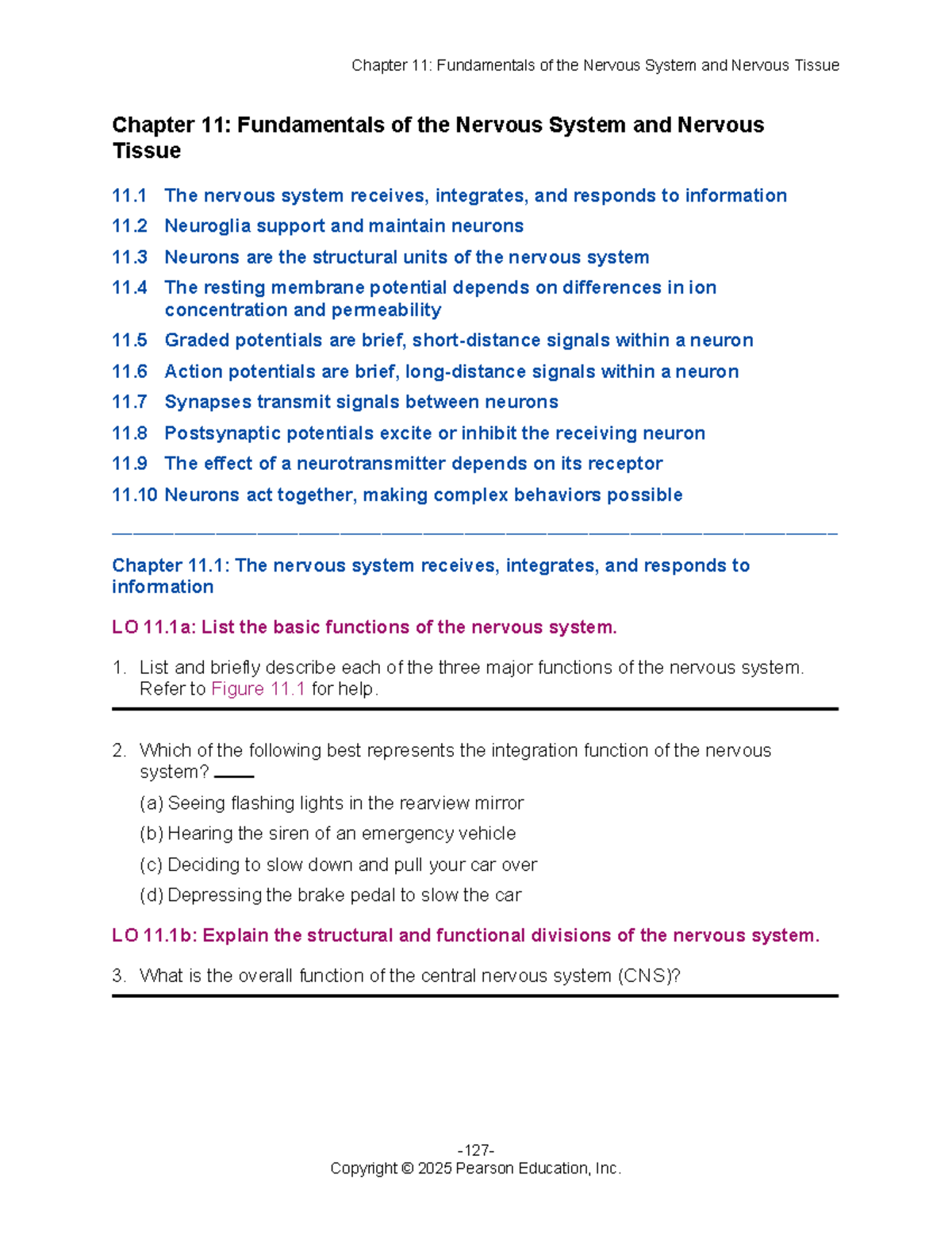 HAP12 ARG 11 - Chapter 11: Nervous System Fundamentals and Functions - Studocu