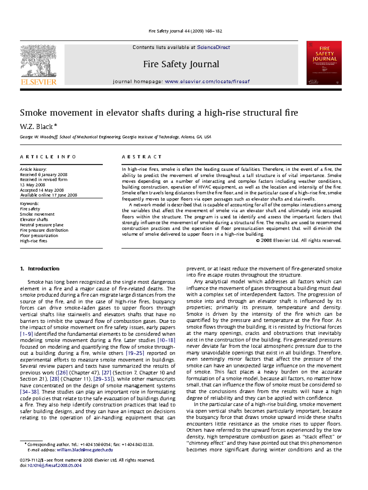 Smoke Movement in Elevator Shafts During High-Rise Fires: A Study (FSJ ...