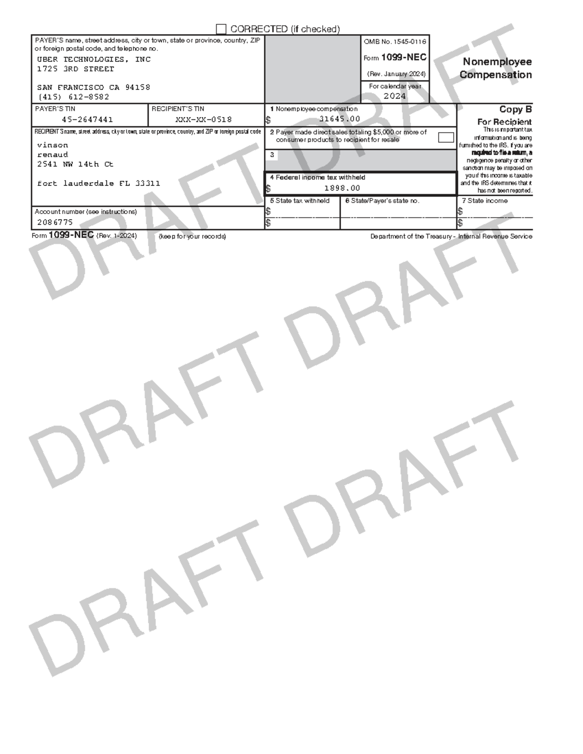 Tax Form Instructions for 2024: Nonemployee Compensation (Rev. Jan ...