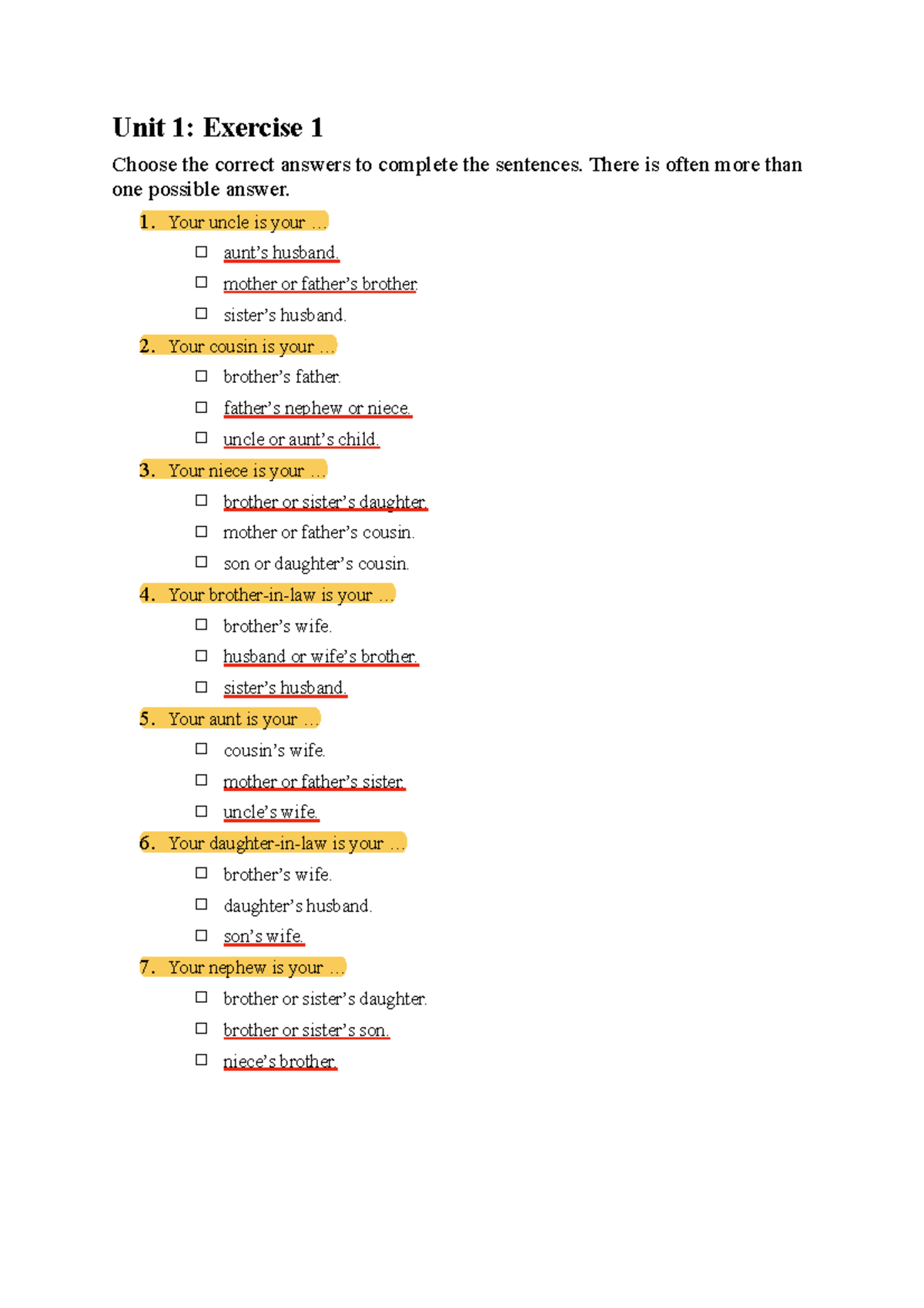 Unit 1: Grammar & Vocabulary Exercises and Answers - Studocu
