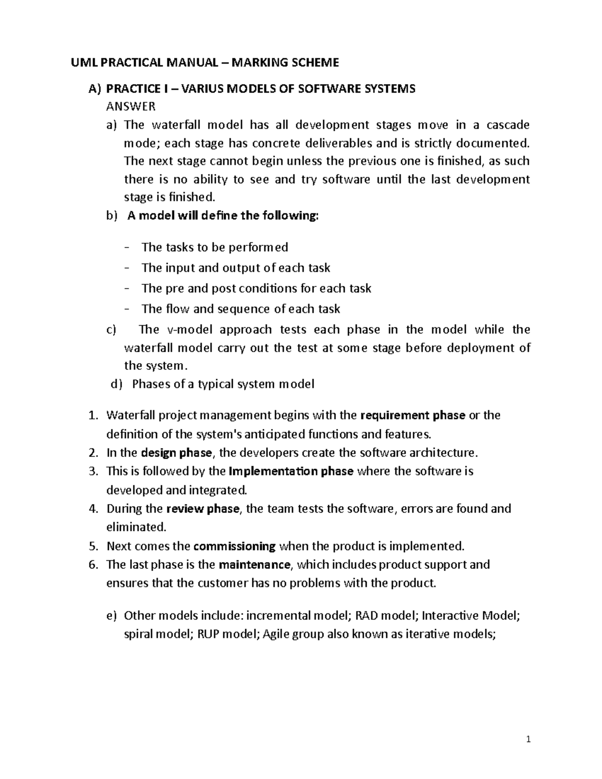 UML2 Practical Manual – Marking Scheme & Model Types Insights - Studocu