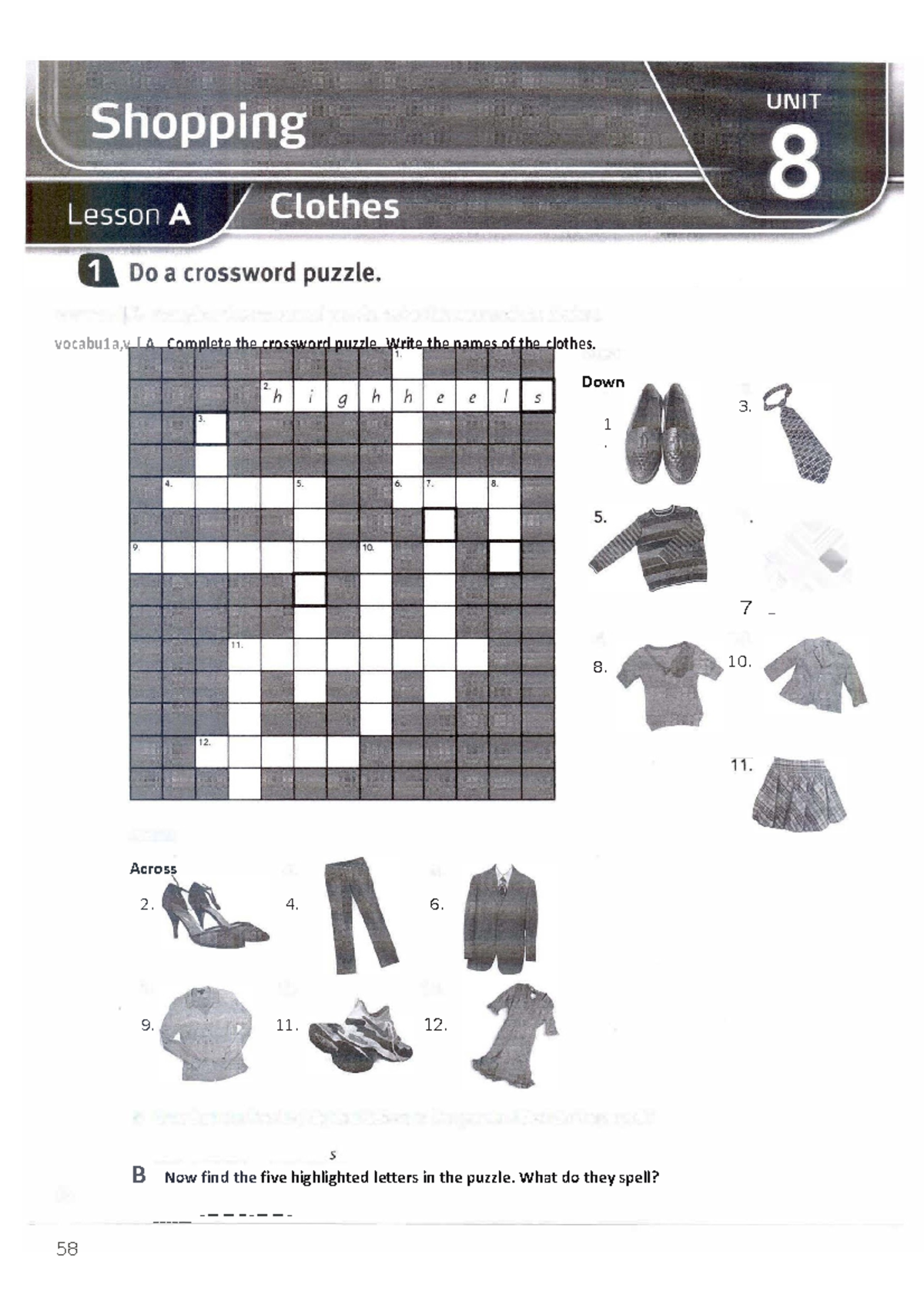 Unidad 8: Workbook Exercises on Shopping and Clothing Vocabulary - Studocu