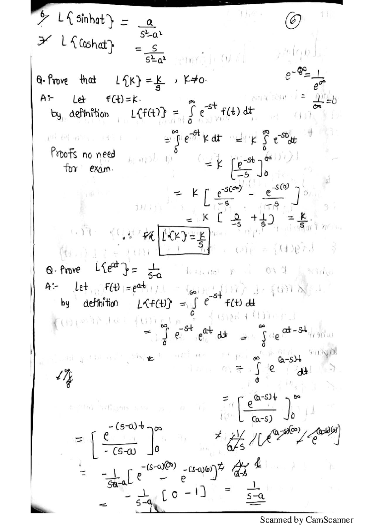 Laplace Transform Concepts and Proofs - DR.SRK-LNCV Notes Unit 1 - Studocu