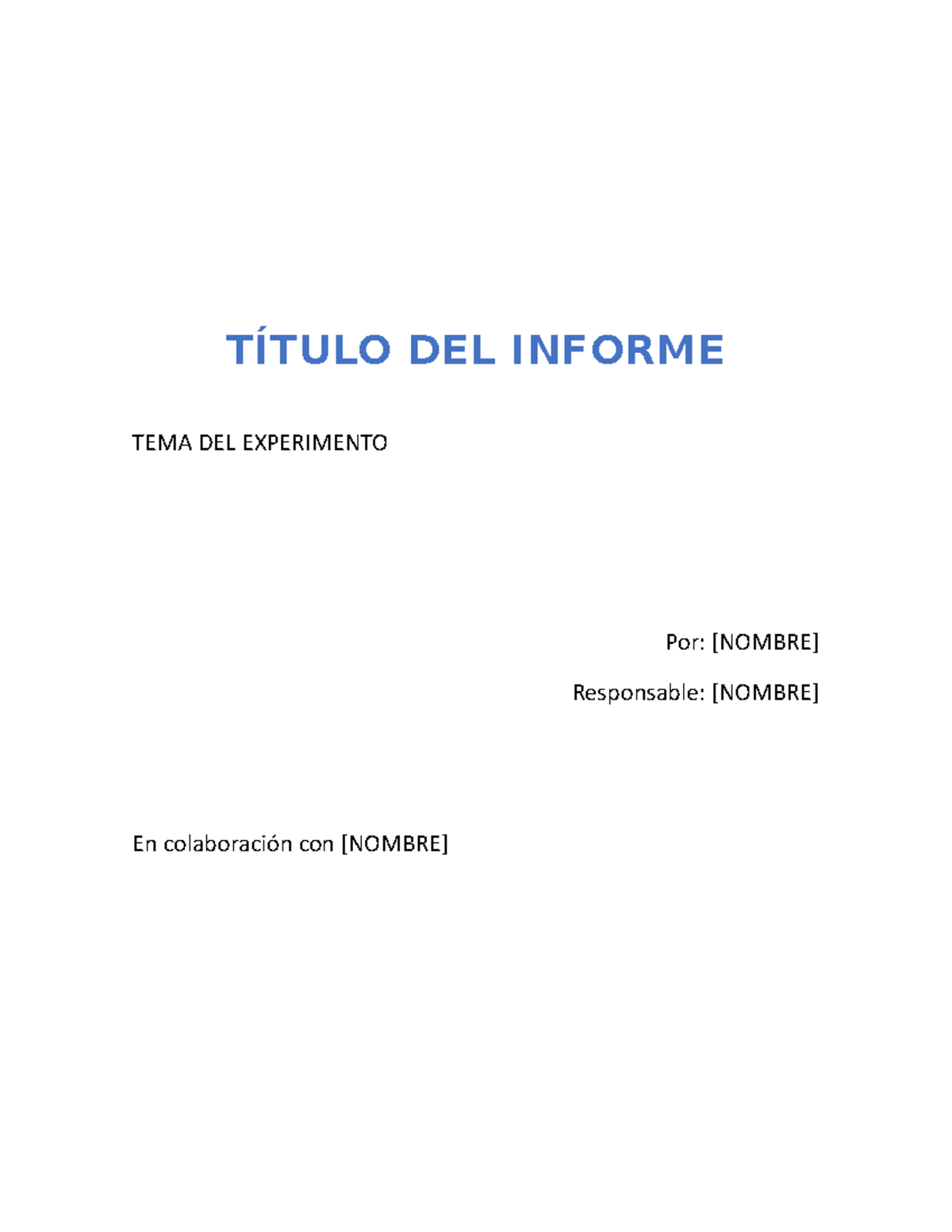 Formato informe de un experimento - TÍTULO DEL INFORME TEMA DEL ...