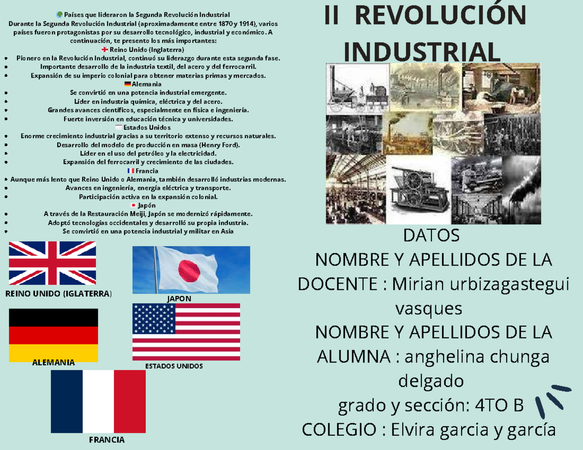 Países Líderes en la Segunda Revolución Industrial (1870-1914) - Studocu