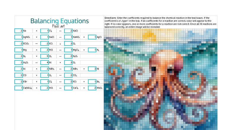 Balancing Chemical Reactions for Pixel Art - CHEM101 - Studocu