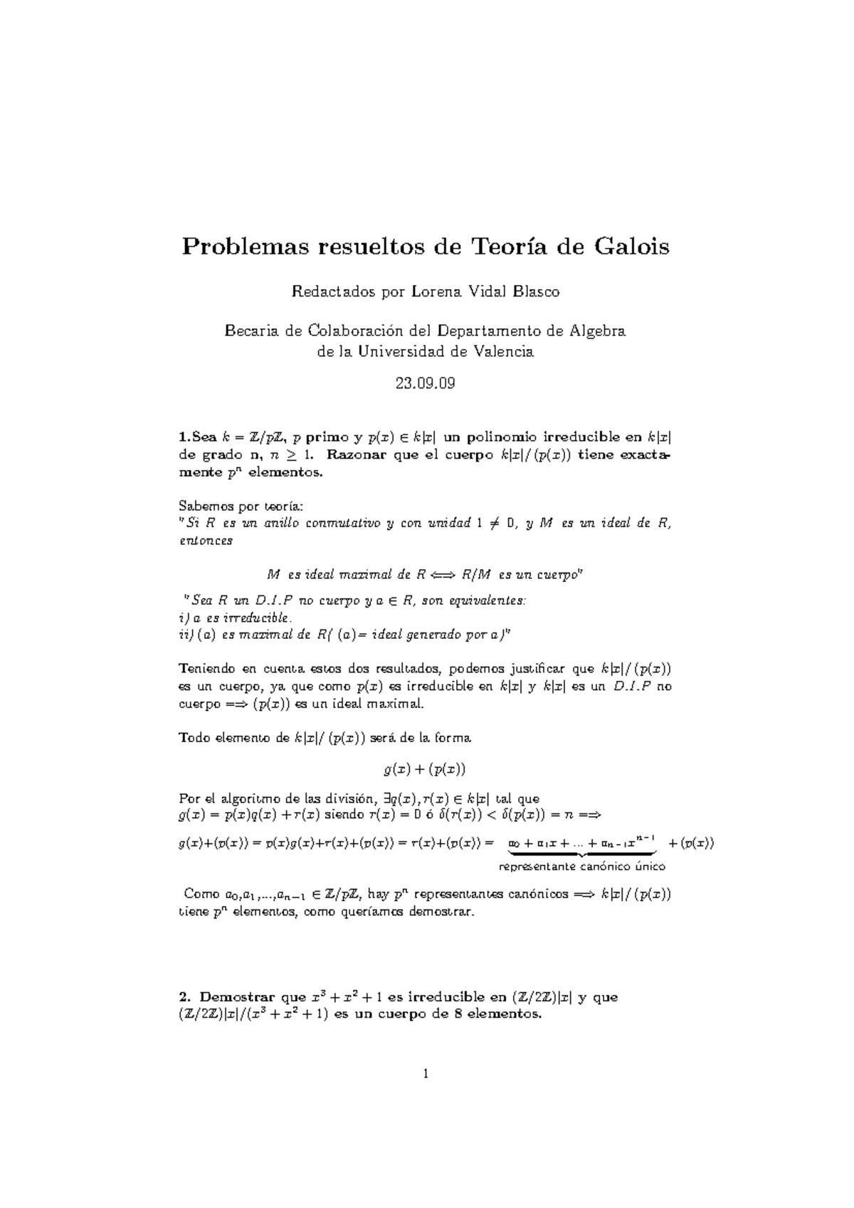 Problemas Galois - gfdh - Problemas resueltos de Teor ́ıa de Galois ...