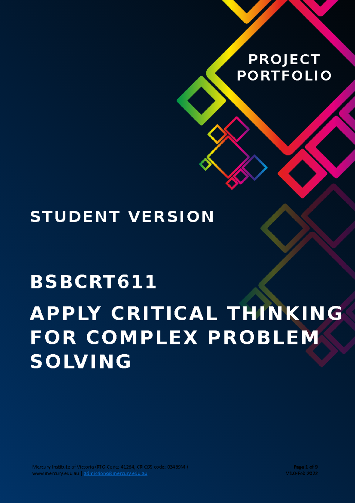 Bsbcrt 611 Project Portfolio - Mercury Institute of Victoria (RTO Code ...