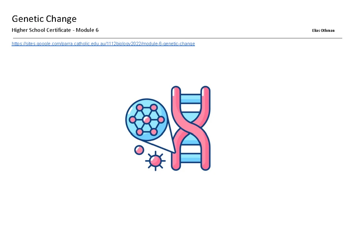 Biology HSC Module 6: Notes on Mutations and Genetic Variation - Studocu