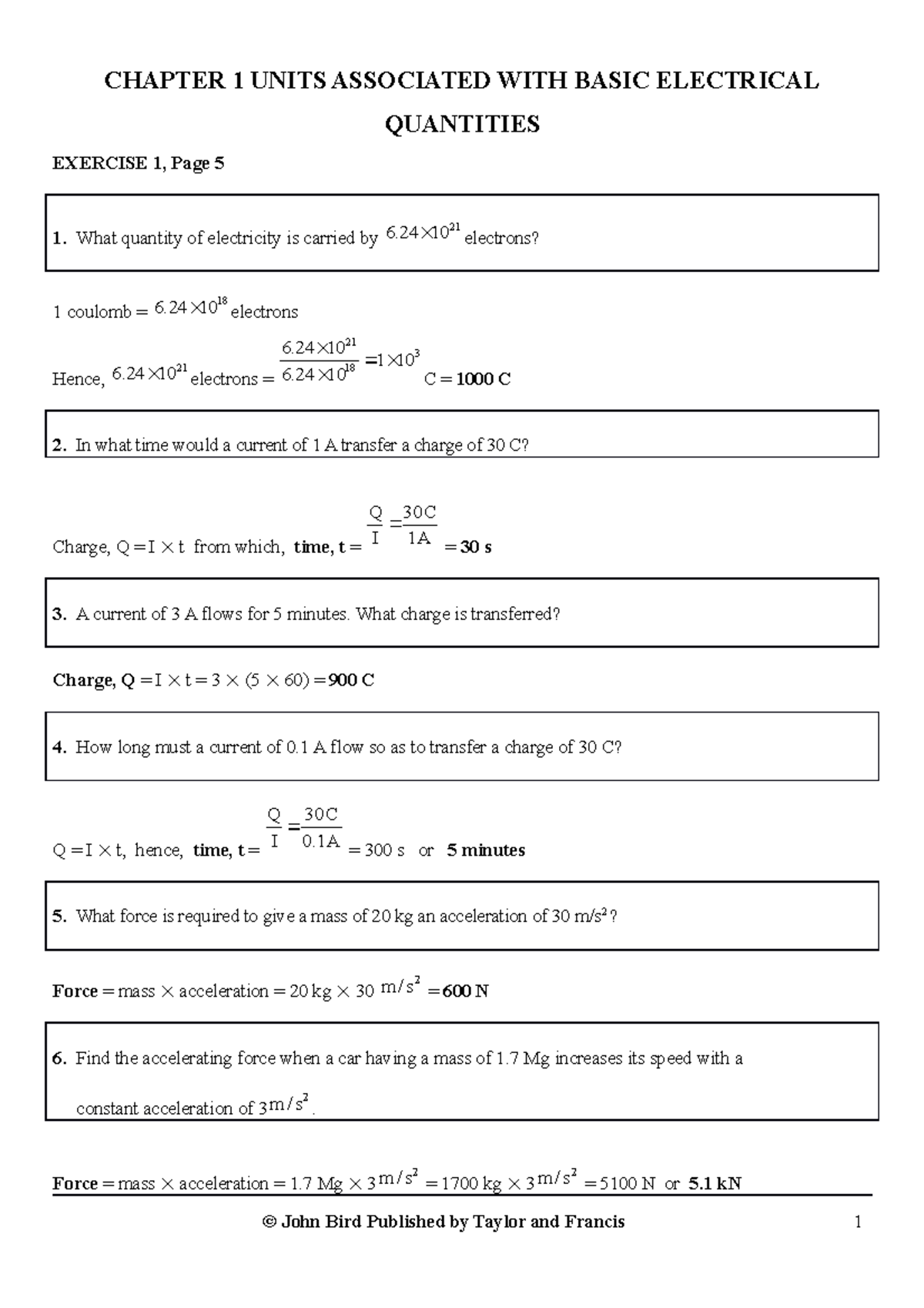Chapter 1: Basics of Electrical Units and Their Applications - Studocu