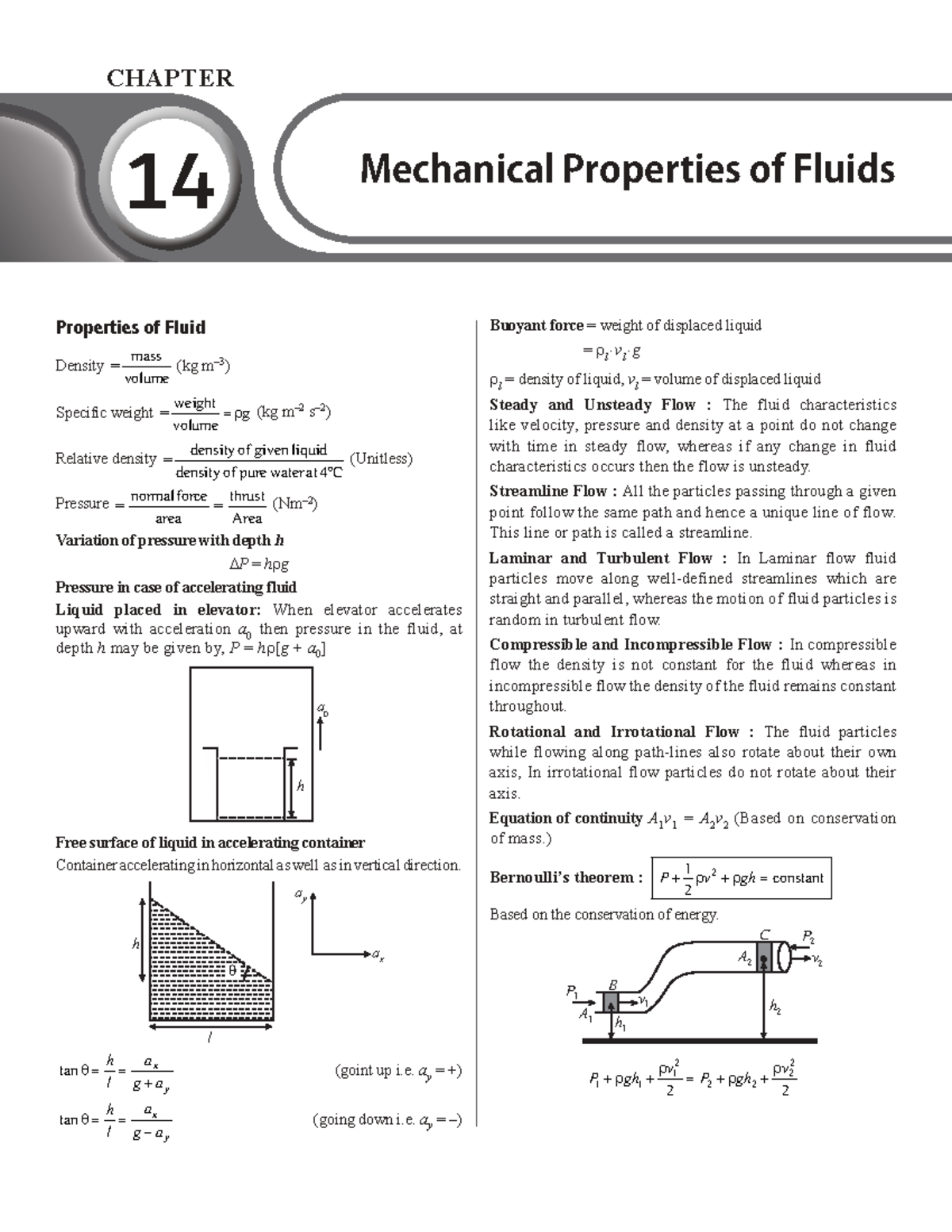 CHAPTER 14: Mechanical Properties of Fluids and Flow Dynamics - Studocu