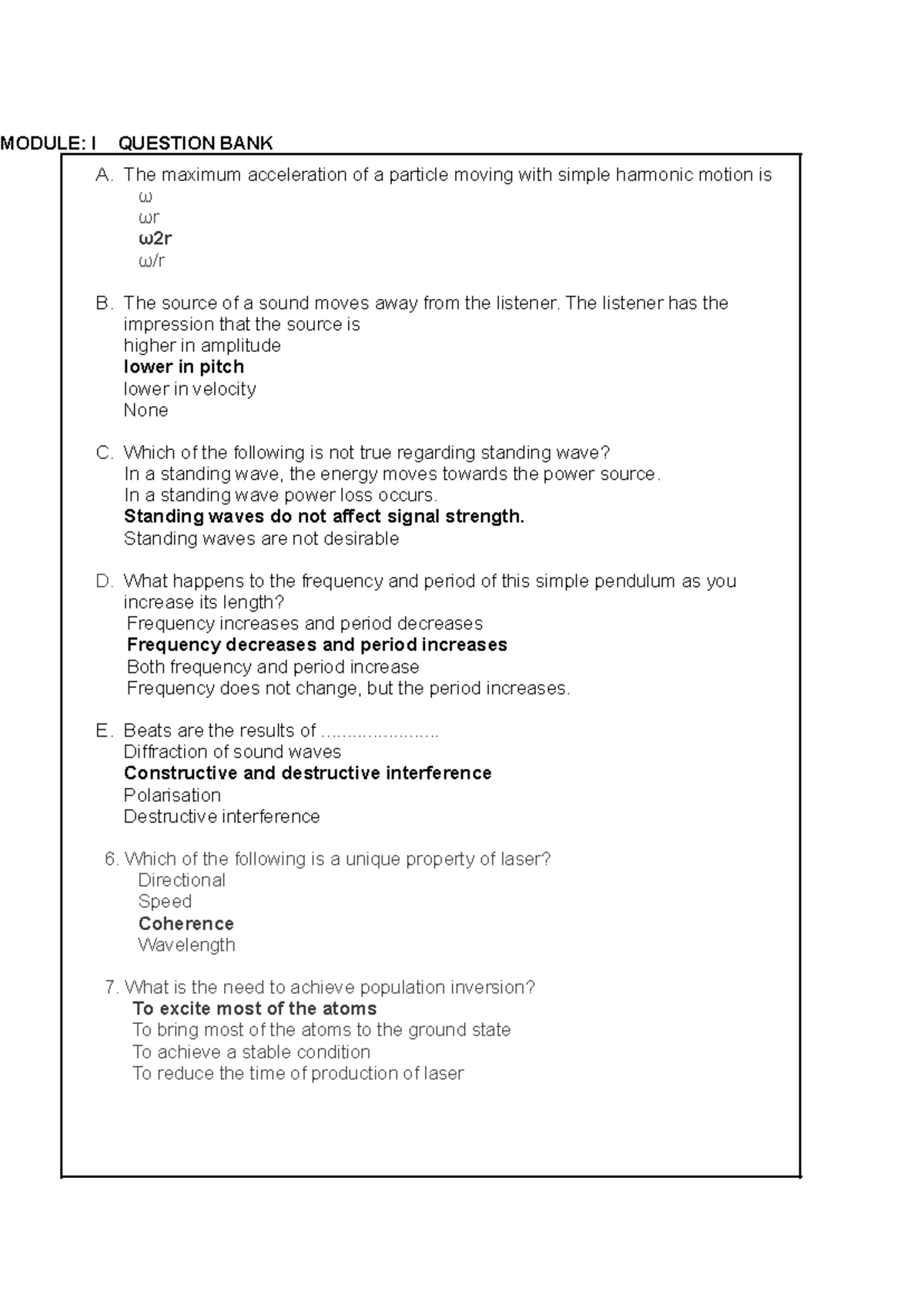 Module 1 - one words - MODULE: I QUESTION BANK A. The maximum ...