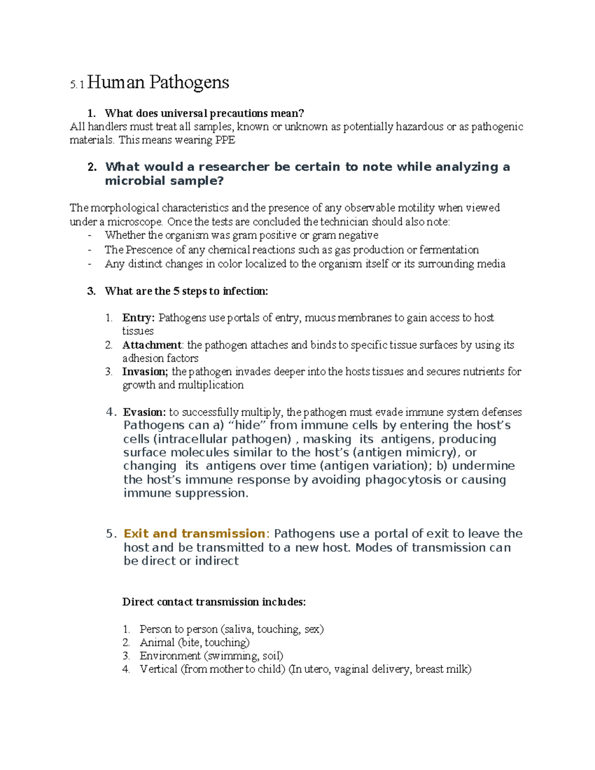 Microbiology Study Guide: Pathogens, Transmission, and Infection ...