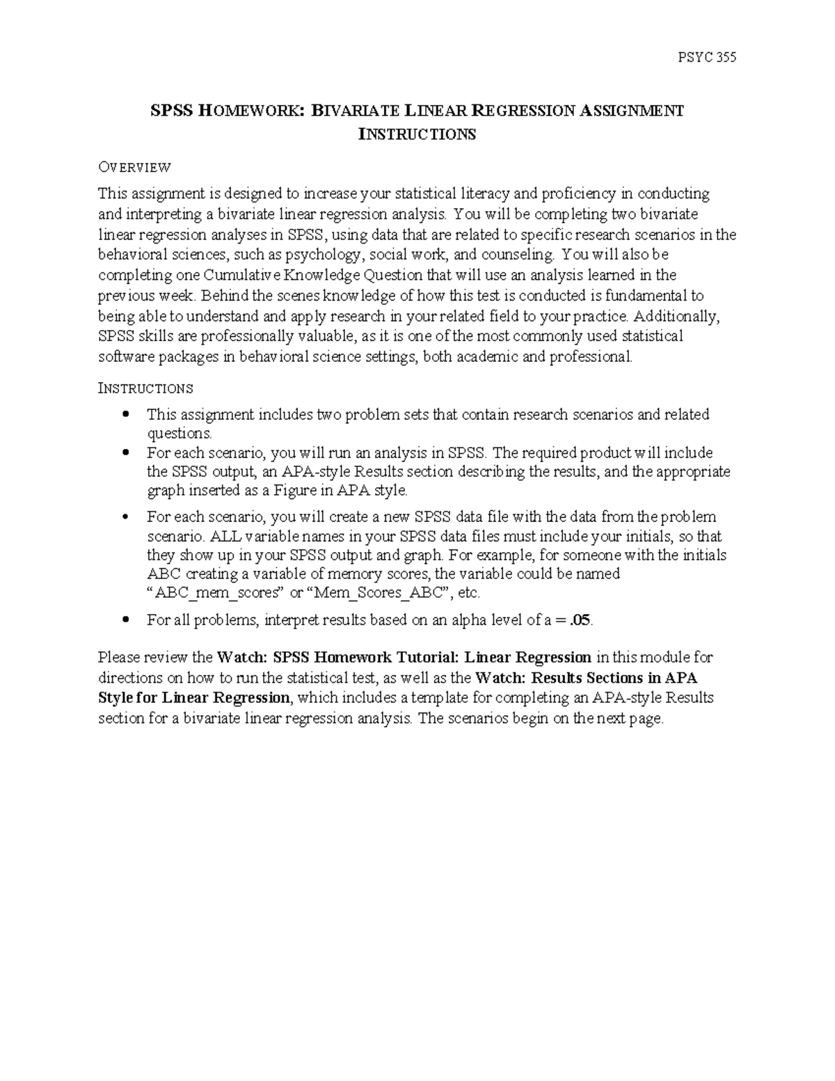 SPSS Homework: Bivariate Linear Regression Assignment - JV Guide - Studocu