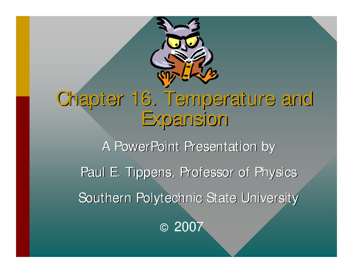 Understanding Temperature and Expansion - PHYS 101 Lecture Notes - Studocu