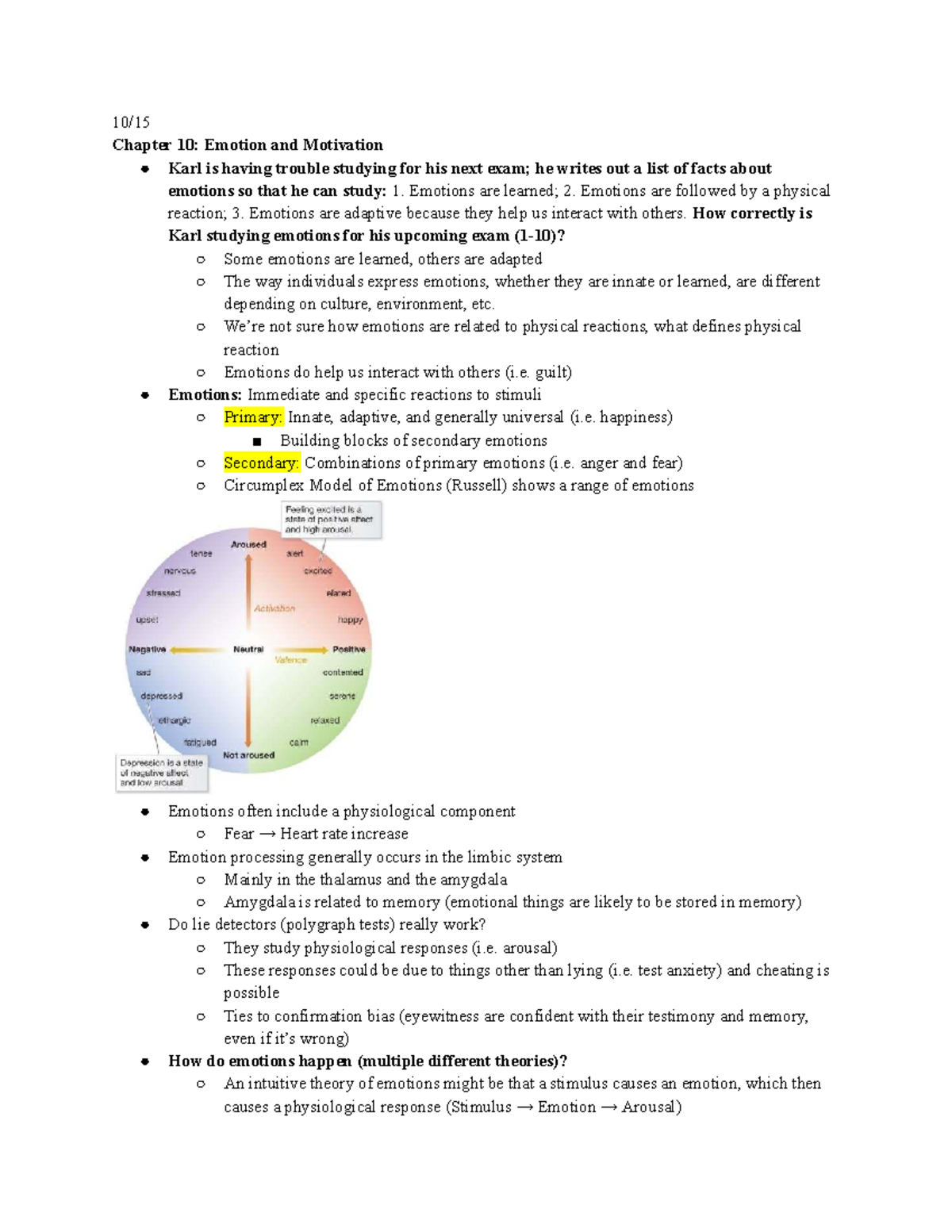 Psychology Notes: Emotion, Motivation, and Health (Ch. 10-12) - Studocu