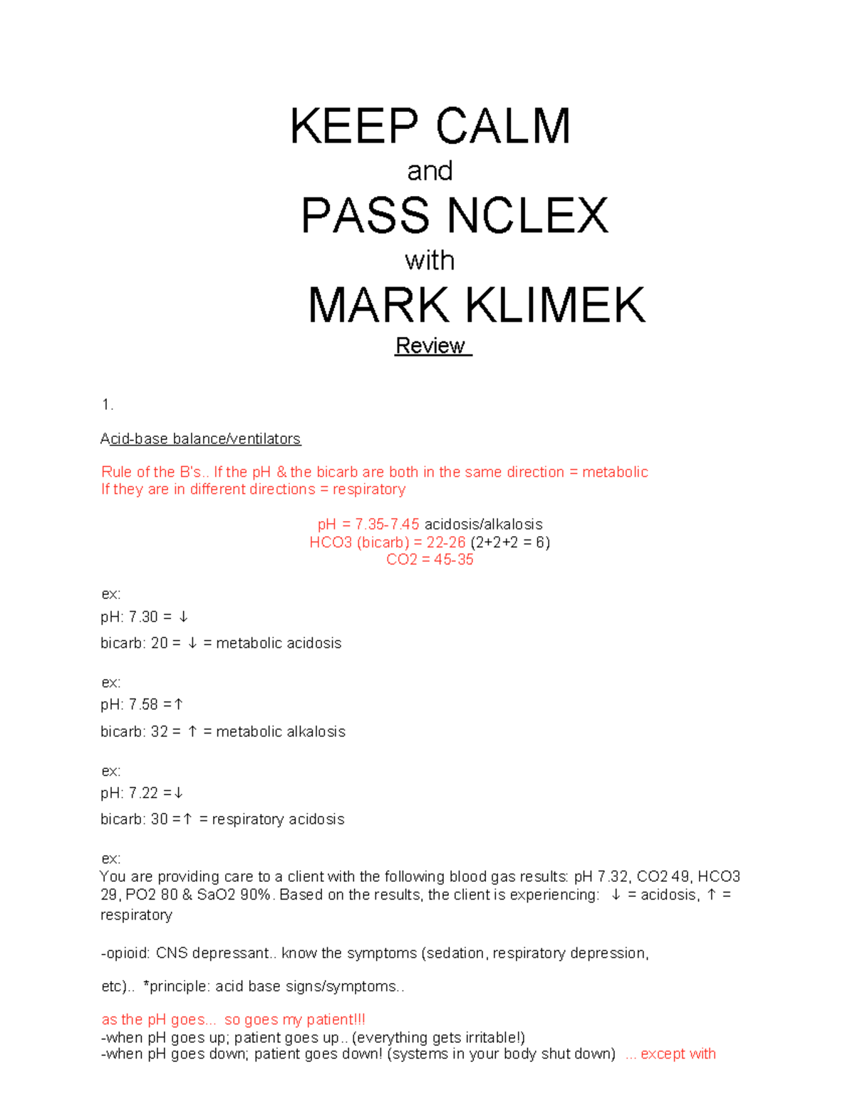 Mark Klimek NCLEX Review: Key Concepts & Strategies for Success - Studocu