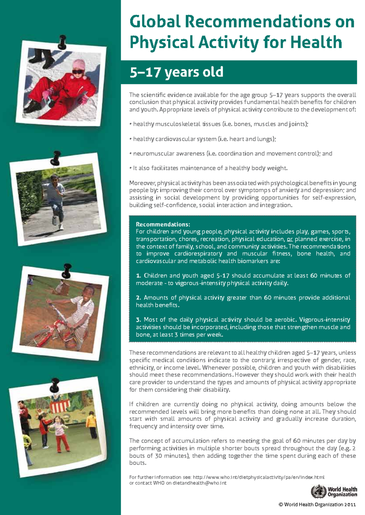 Global Recommendations on Physical Activity for Ages 5-17 - Studocu