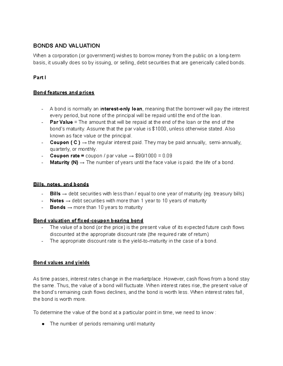 FM bonds - BONDS AND VALUATION When a corporation (or government ...