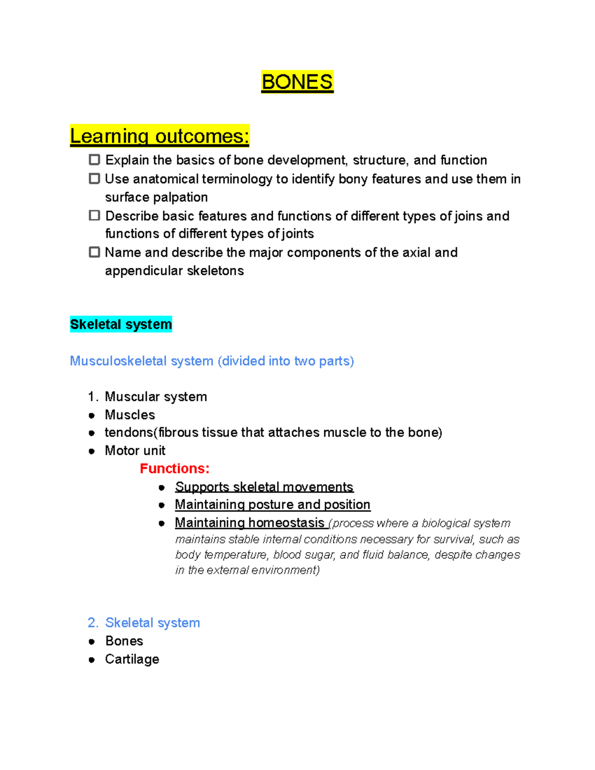 KIN 1060 LEC Notes: Fundamentals of Bone Development and Structure ...