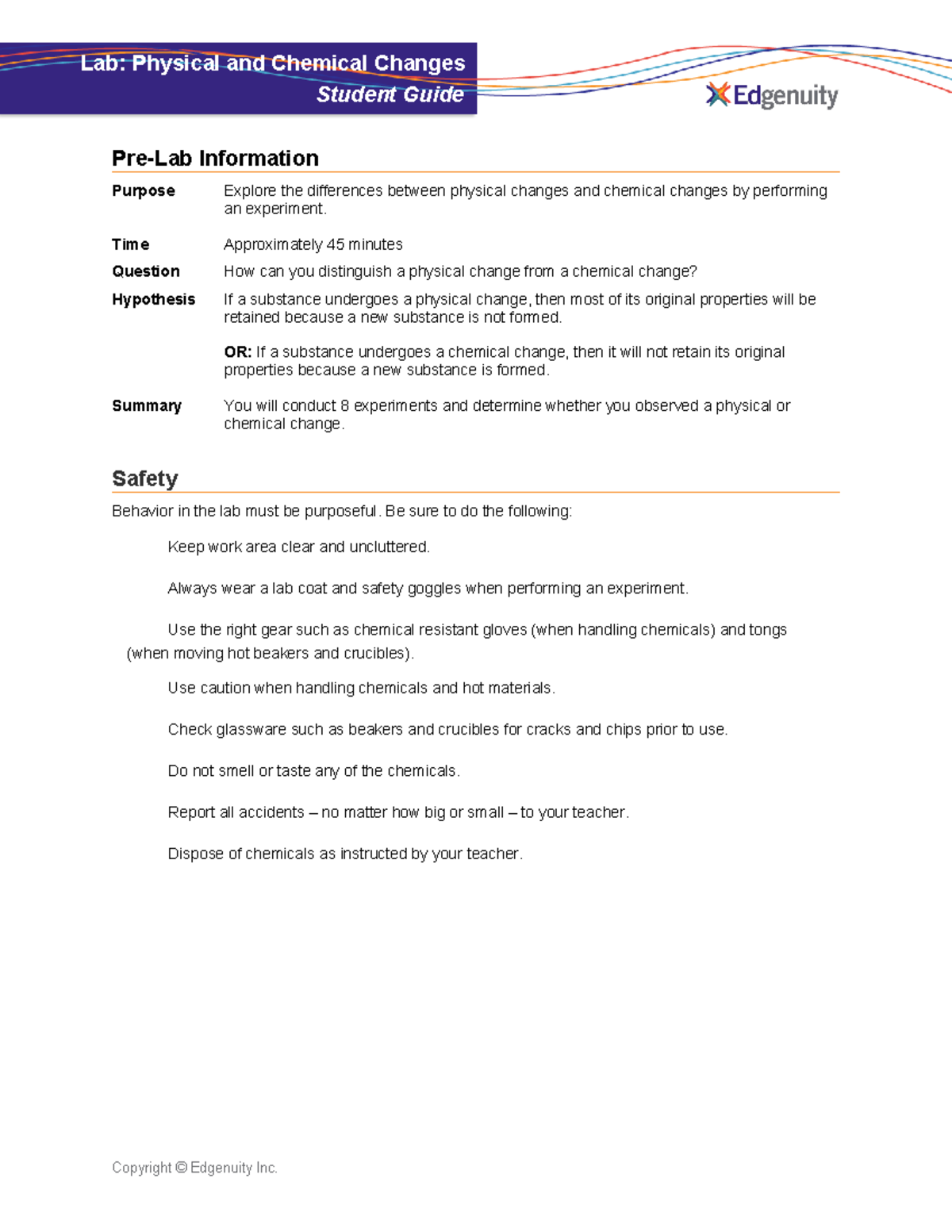 Lab Physical and Chemical Changes - Lab: Physical and Chemical Changes ...