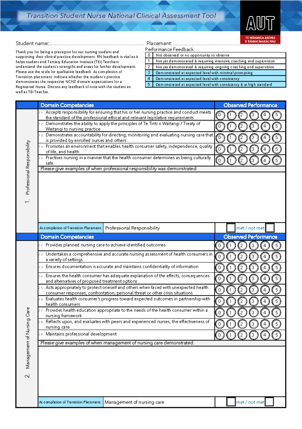 Transitioning Student Nurse Clinical Feedback: RN Assessment Tool TEI ...