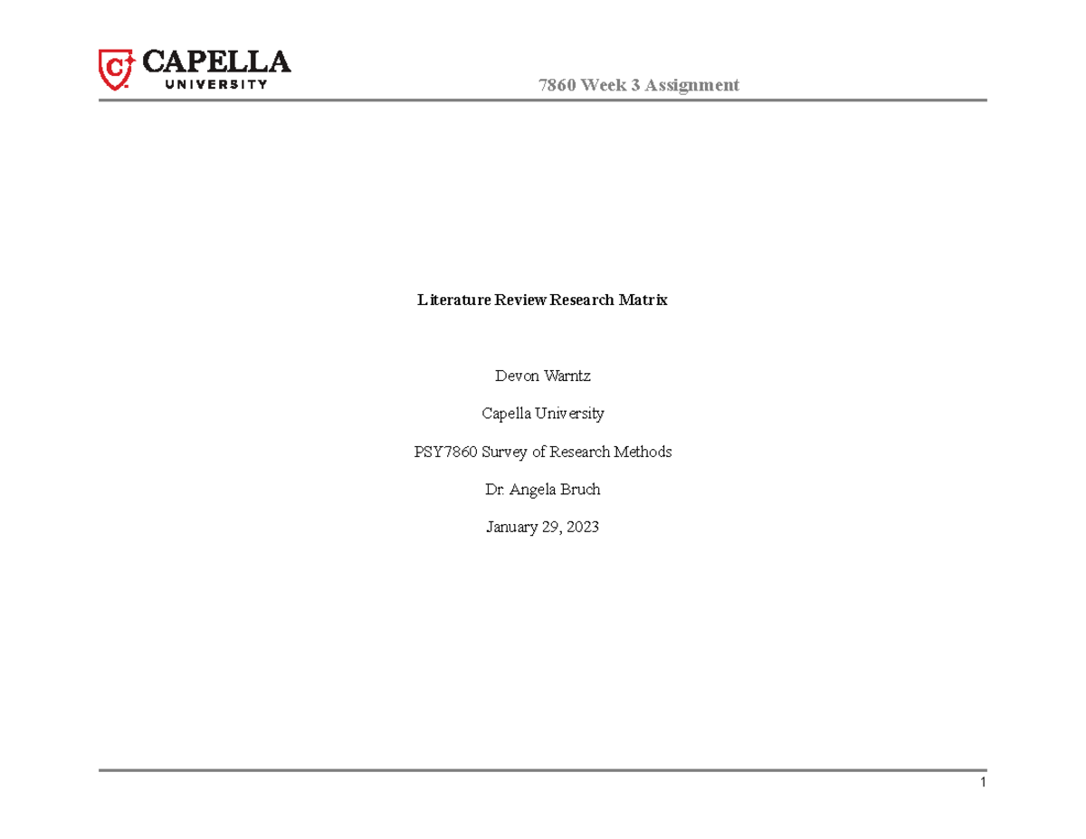 Psy 7860 Literature Matrix - 7860 Week 3 Assignment Literature Review ...