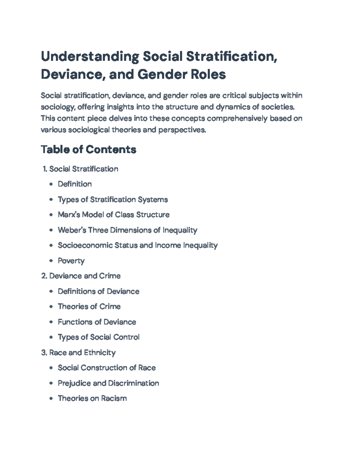 Sociology 101: Understanding Social Stratification, Deviance & Gender ...