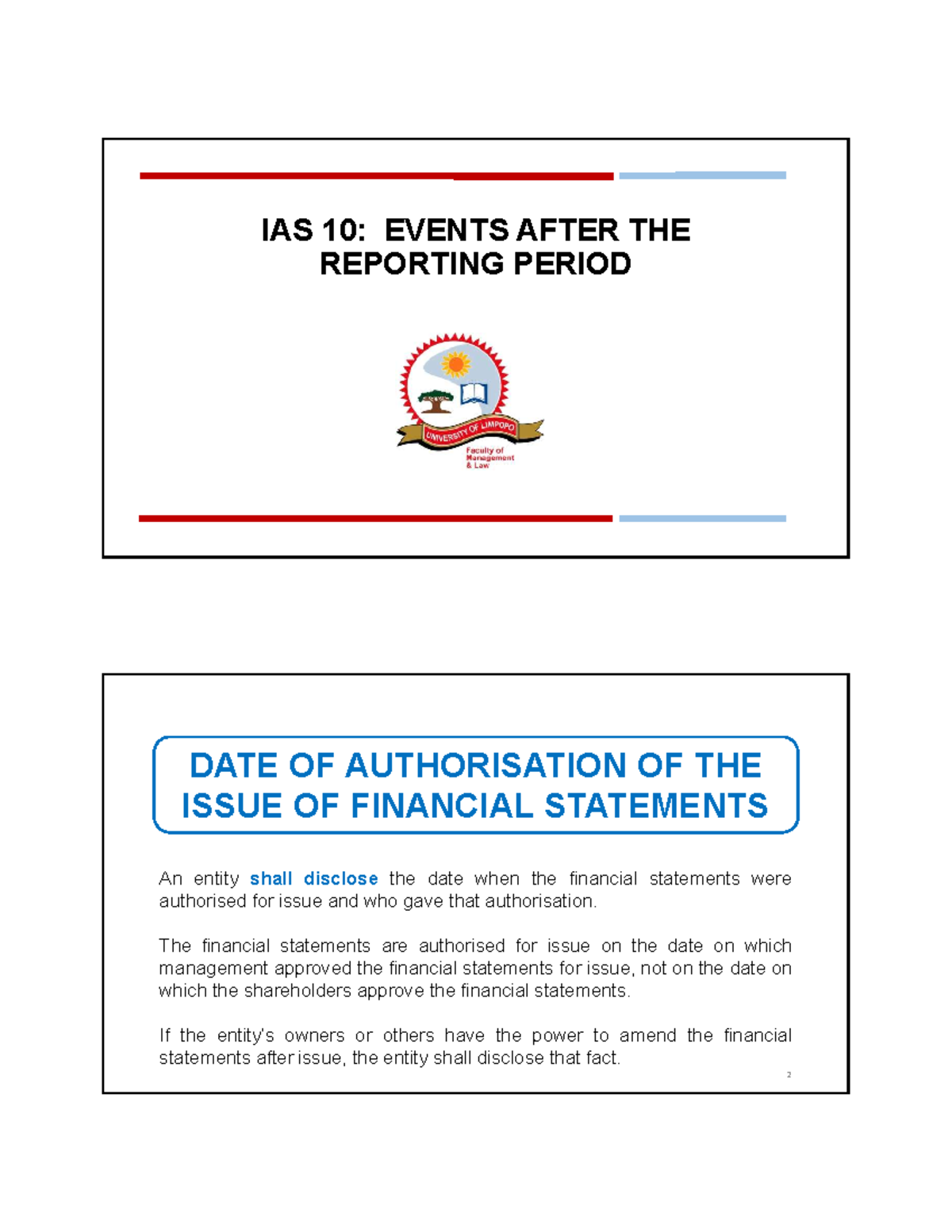 IAS 10: Events After Reporting Period - Authorisation of Financial ...