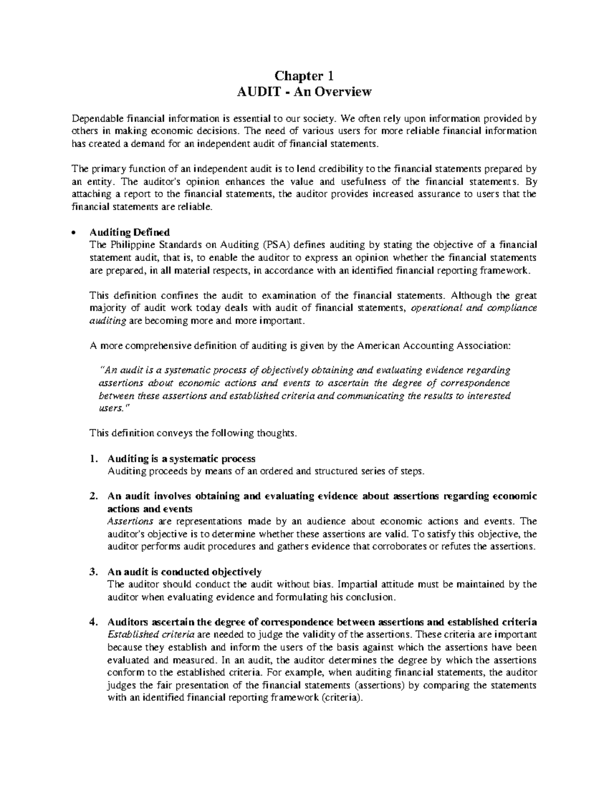 Auditing Theory Overview: Concepts and Standards (Course Code: TIU) - Studocu
